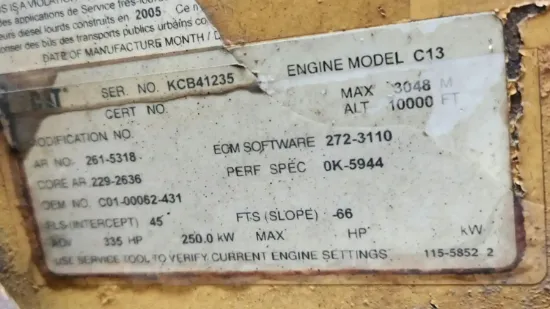 (Used) 2005 Caterpillar C13, ENGINE ASSEMBLY (P-63580)