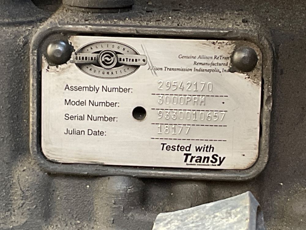 (Used) 2001 Allison, TRANSMISSION ASSEMBLY MODEL: 3000PRM, Serial ...
